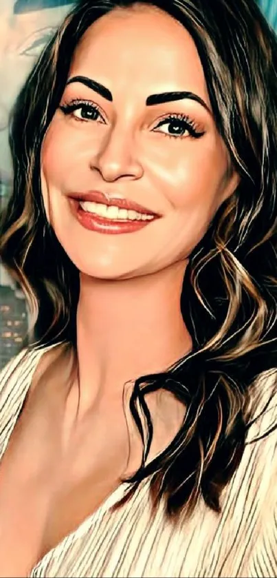 Stylized Smiling Woman Portrait - free download