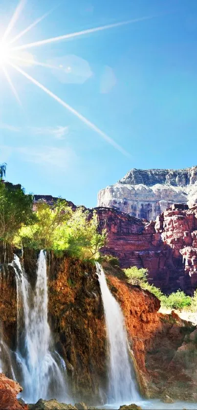Sunny Waterfall Canyon View - free download