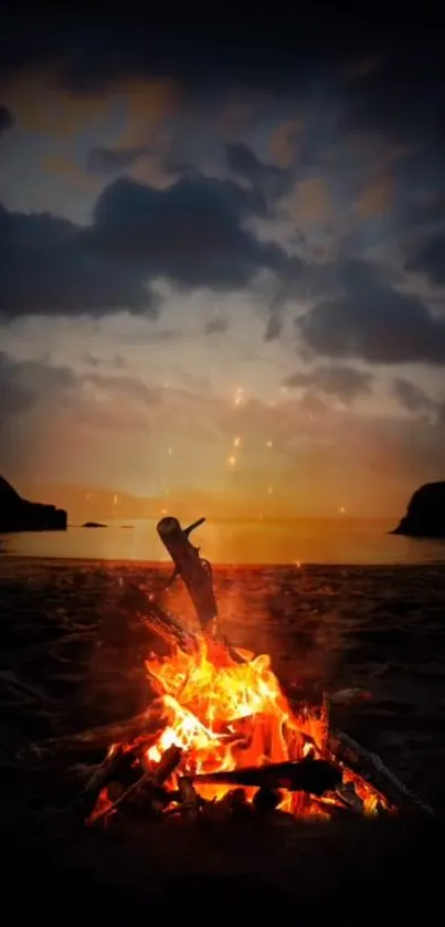 Sunset Beach Bonfire Wallpaper - free download