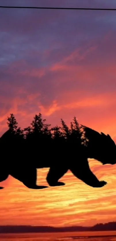 Sunset Bear Silhouette Art - free download