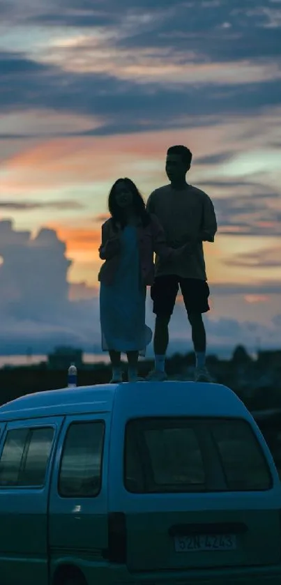 Sunset Couple on Van Wallpaper - free download