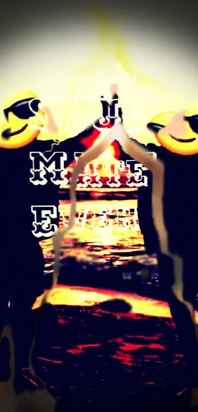 Sunset Emoji Duo Wallpaper - free download