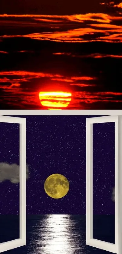 Sunset Moonlight Phone Wallpaper - free download