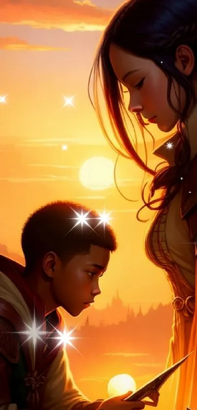 Sunset Silhouette Fantasy Art - free download