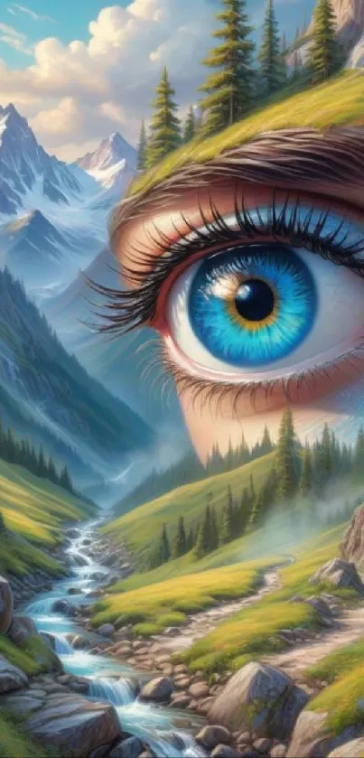 Surreal Eye in Nature Landscape - free download