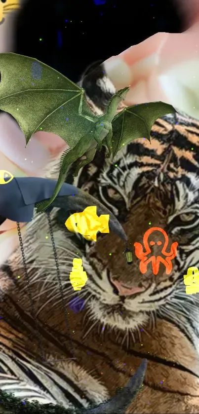 Tiger with Pink Candy Background - free download