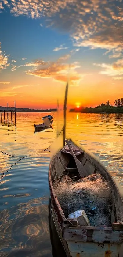 Tranquil Sunset Boat Wallpaper - free download