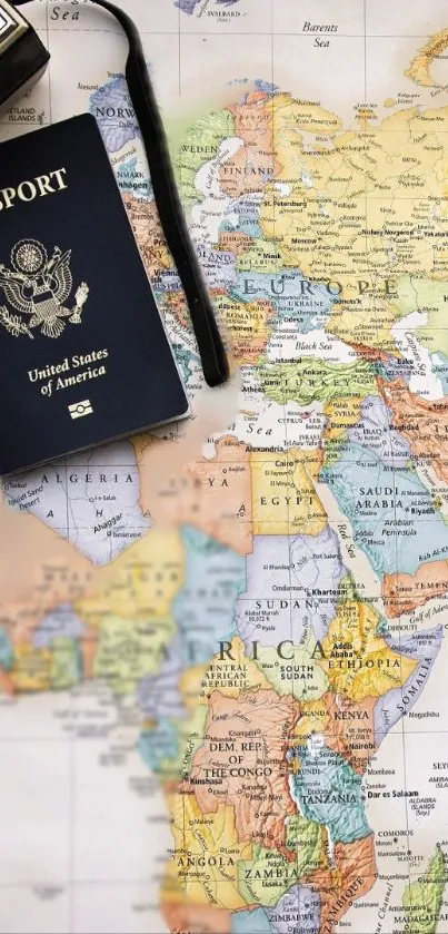 Travel Map and Passport Wallpaper - free download