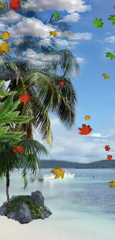 Tropical Beachfall Phone Wallpaper - free download
