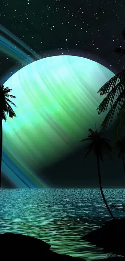 Tropical Cosmic Nightscape Wallpaper - free download
