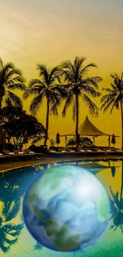 Tropical Globe Reflection Wallpaper - free download