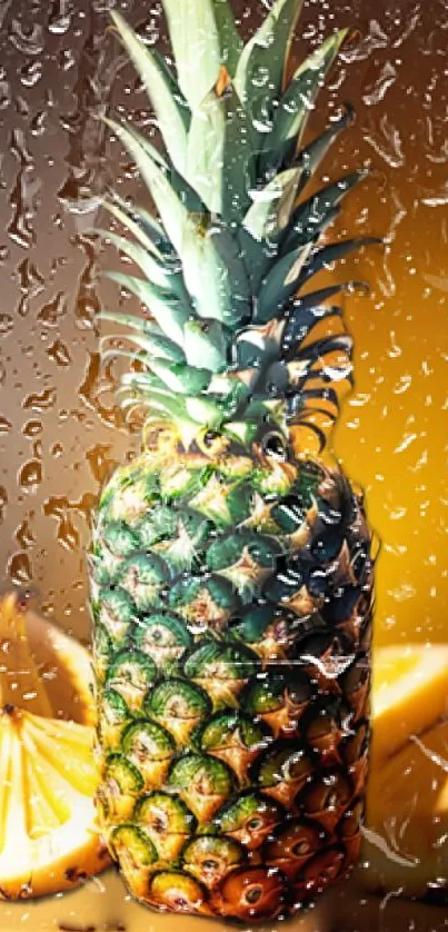 Tropical Pineapple Raindrop Wallpaper - free download