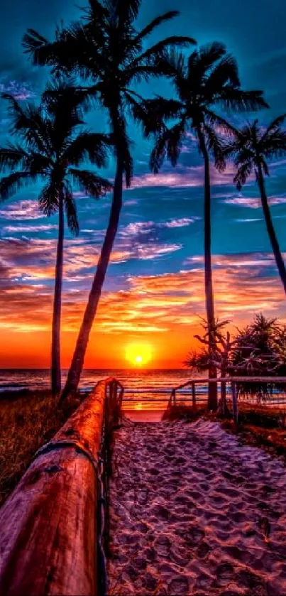 Tropical Sunset Beach Scene - free download
