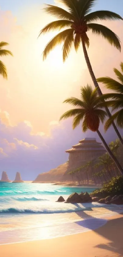 Tropical Sunset Beach Wallpaper - free download