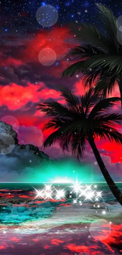 Tropical Sunset Galaxy Wallpaper - free download