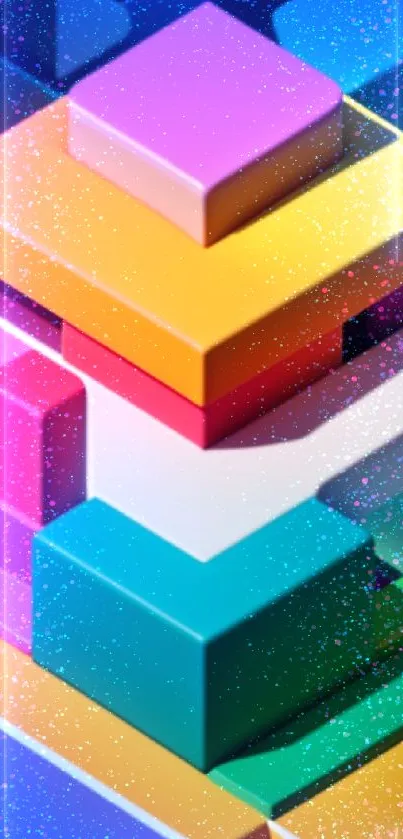 Vibrant 3D Geometric Wallpaper - free download