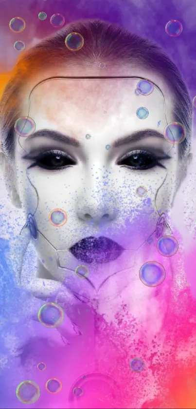 Vibrant Abstract Face Art Wallpaper - free download
