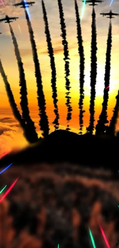 Vibrant Airplane Sunset Display - free download