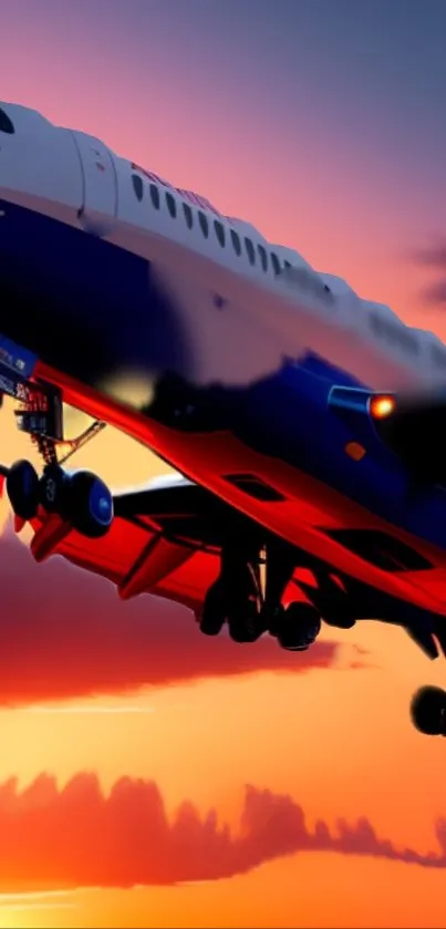 Vibrant Airplane Sunset Wallpaper - free download