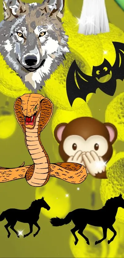 Vibrant Animal Illustration Wallpaper - free download