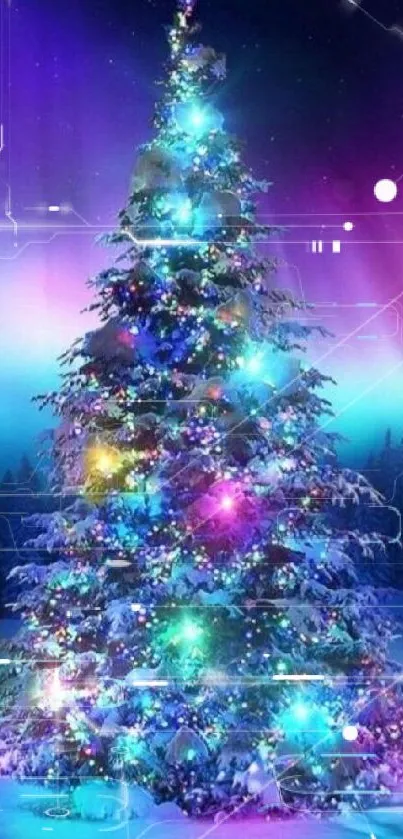 Vibrant Aurora Christmas Tree - free download