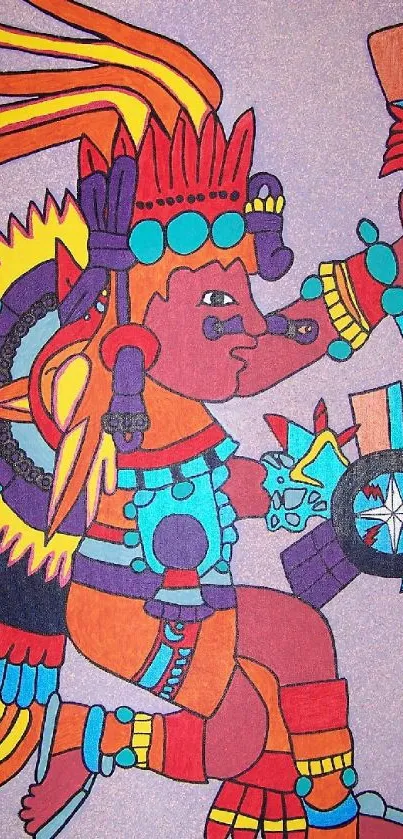 Vibrant Aztec Warrior Illustration - free download