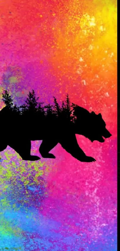 Vibrant Bear Silhouette Wallpaper - free download