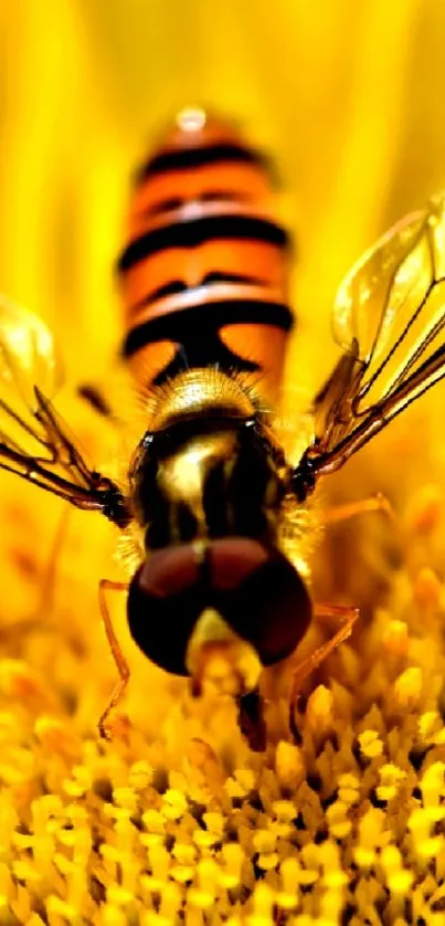 Vibrant Bee on Yellow Flower - free download