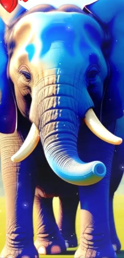 Vibrant Blue Elephant Art - free download