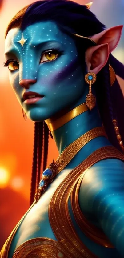 Vibrant Blue Fantasy Character - free download