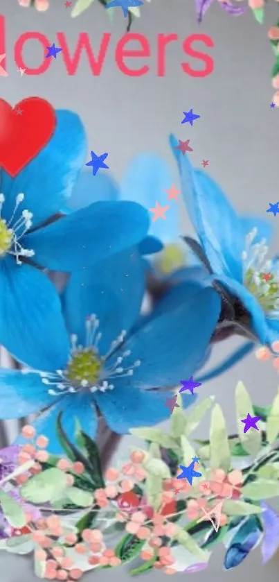 Vibrant Blue Floral Wallpaper - free download