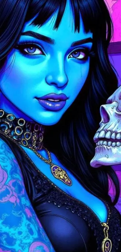 Vibrant Blue Gothic Art Wallpaper - free download