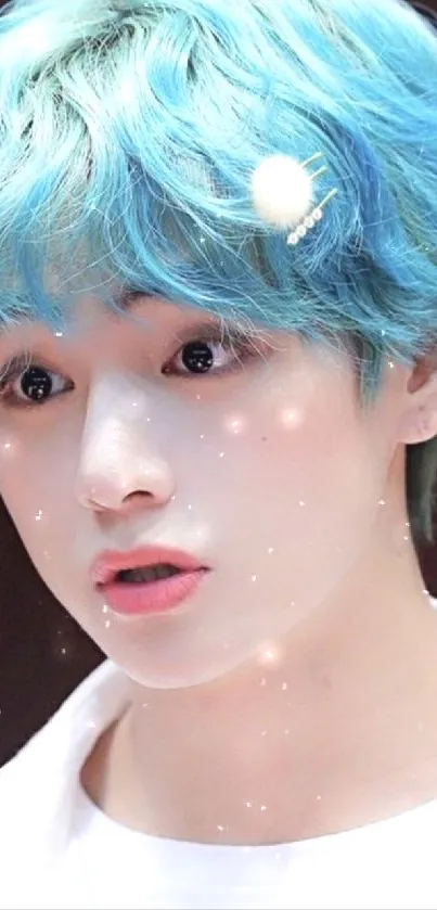 Vibrant Blue-Haired Portrait - free download