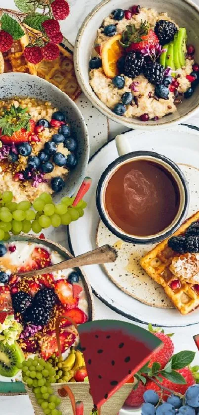 Vibrant Breakfast Feast Wallpaper - free download