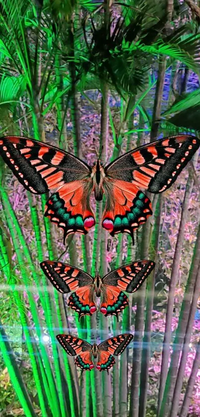 Vibrant Butterfly Forest Wallpaper - free download