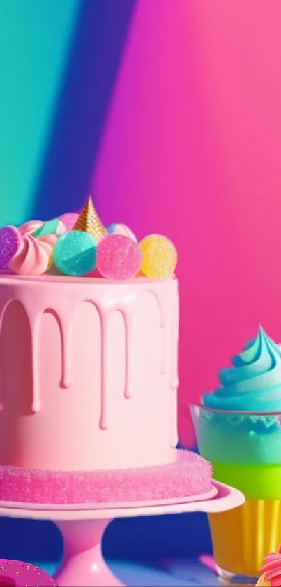 Vibrant Candy Cake Wallpaper - free download