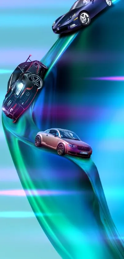Vibrant Cars on Fluid Blue - free download