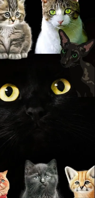 Vibrant Cat Collage Wallpaper - free download