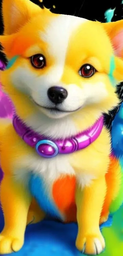 Vibrant Colorful Puppy Wallpaper - free download