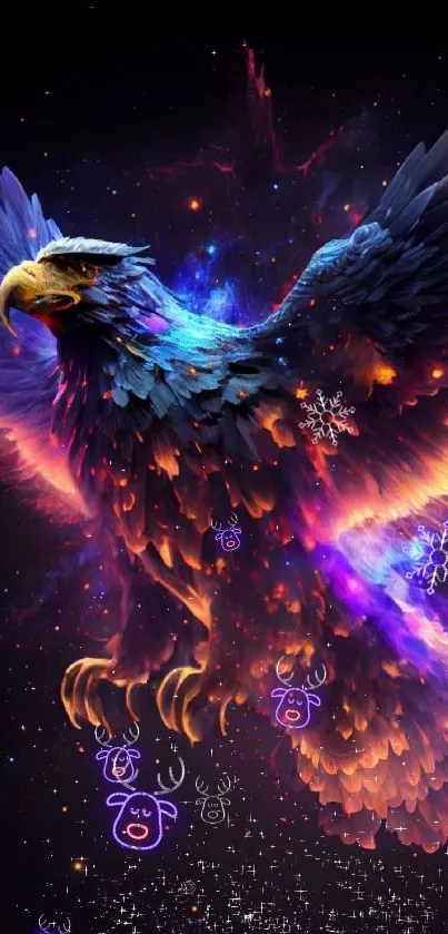 Vibrant Cosmic Eagle Wallpaper - free download