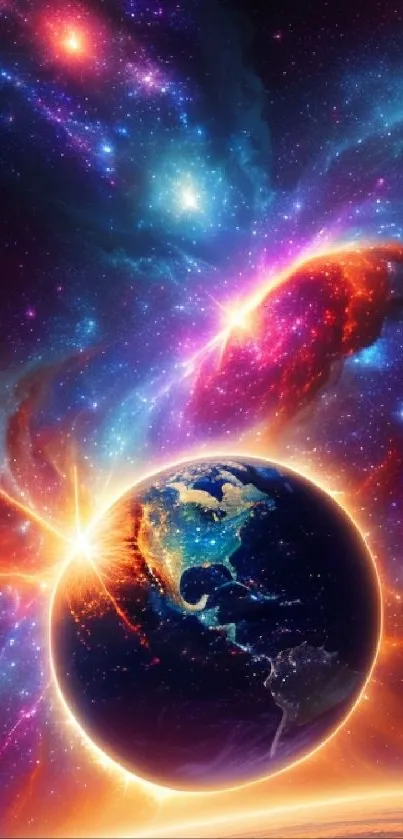 Vibrant Cosmic Earth Wallpaper - free download