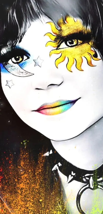 Vibrant Cosmic Face Art Design - free download