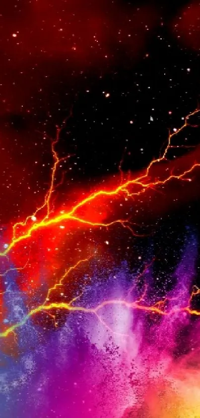 Vibrant Cosmic Lightning Wallpaper - free download