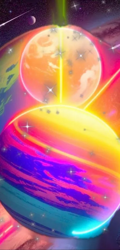 Vibrant Cosmic Planets Wallpaper - free download