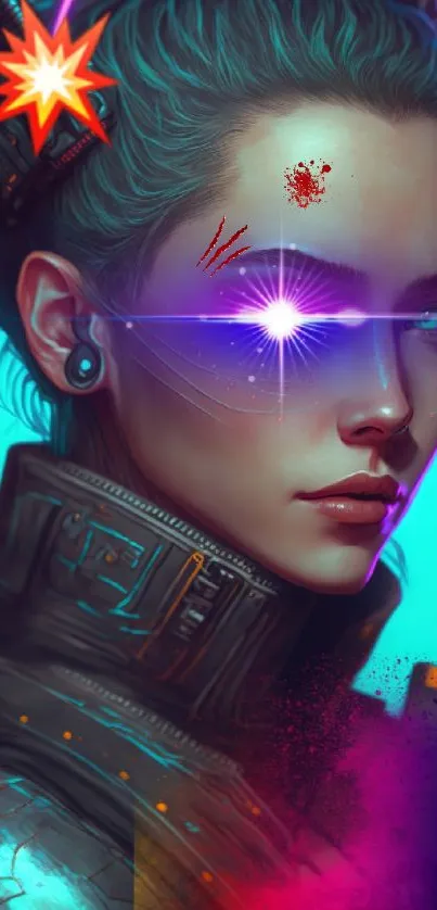 Vibrant Cyberpunk Portrait Art - free download