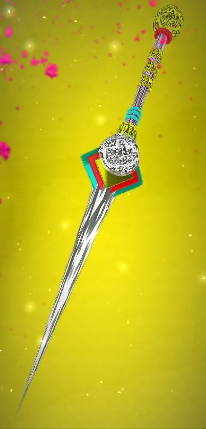 Vibrant Dagger on Yellow Background - free download