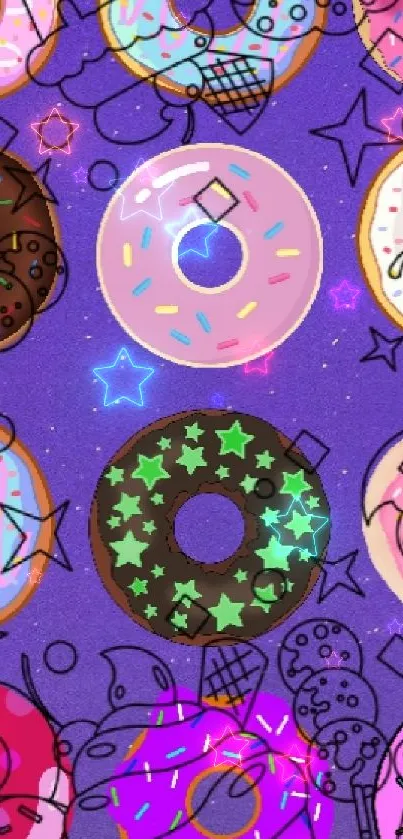 Vibrant Donuts Under Starry Sky - free download
