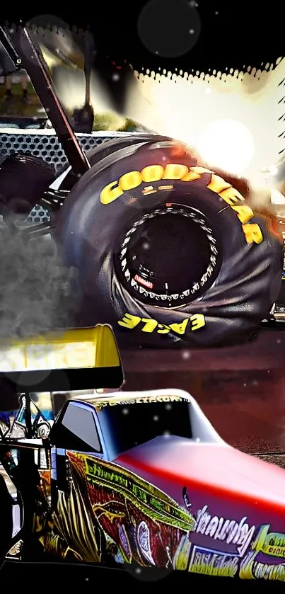 Vibrant Drag Racing Car Art - free download