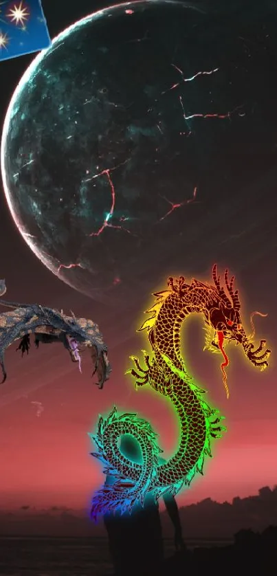 Vibrant Dragon Cosmic Wallpaper - free download