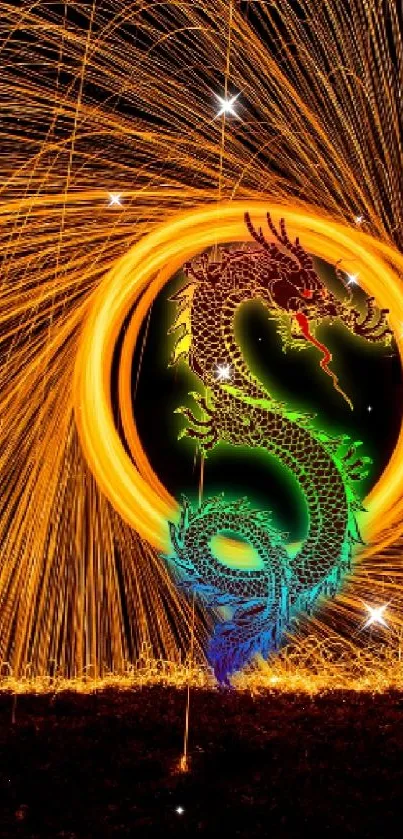 Vibrant Dragon Light Art Wallpaper - free download